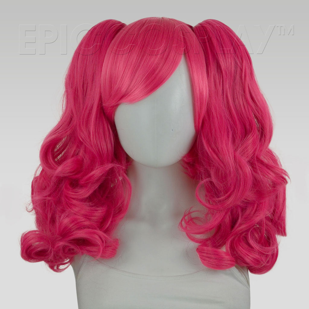 Rhea - 20 inch Raspberry Pink Curly Ponytail Set