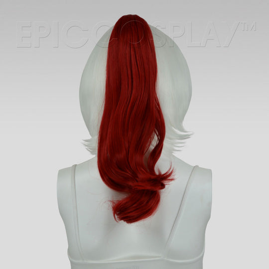20 inch Dark Red Wavy Curly Ponytail Clipon
