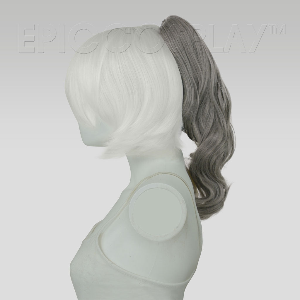 20 inch Gunmetal Grey Curly Ponytail Clipon